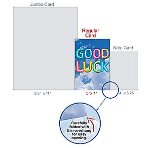 The Best Card Company - Cute Good Luck Card with Envelope - Colorful Sky and Balloons, Kids Greeting (Not 3D or Raised) - Inflated Messages Good Luck C5651SGLG