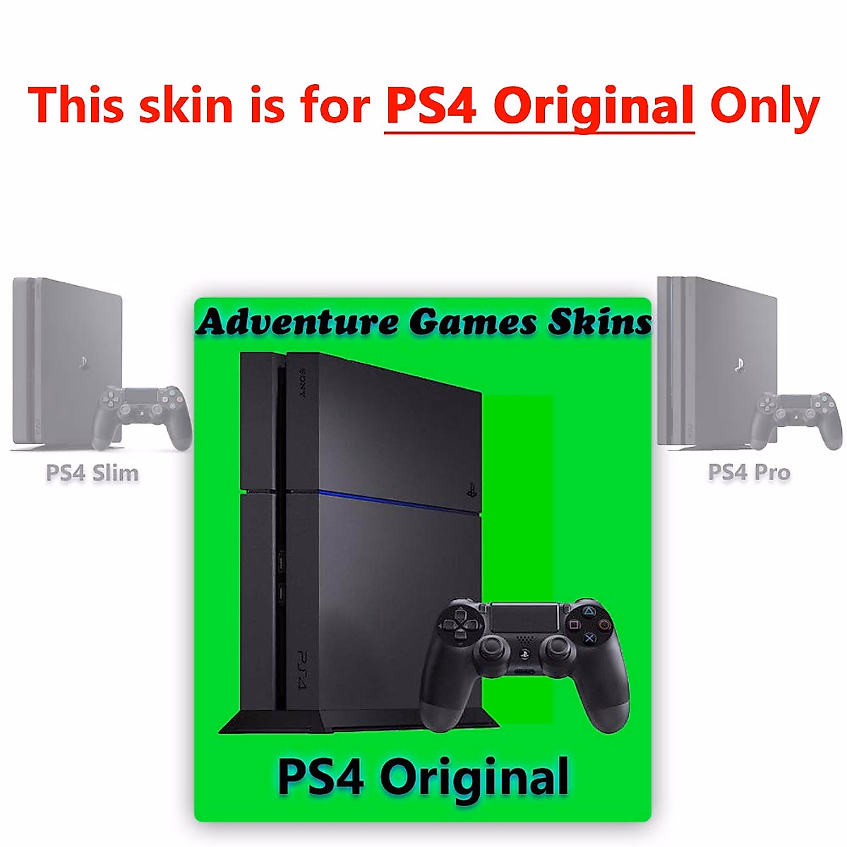 Adventure Games - Skull, White Frozen - Vinyl Console Skin Decal Sticker + 2 Controller Skins Set - Compatible with PlayStation PS4 ORIGINAL gaming console systems