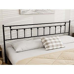 IKIFLY Metal King Size Headboard, Sturdy Steel Headboard Only for King Size Bed, Rustic Farmhouse Style, Easy Assembly, Attach Frame, Black/King