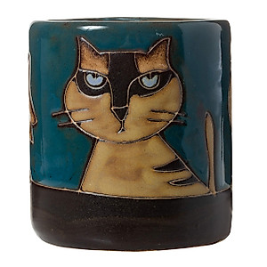 Mara Stoneware Teal Cats Kittens Kitties 16oz Handcrafted Mug