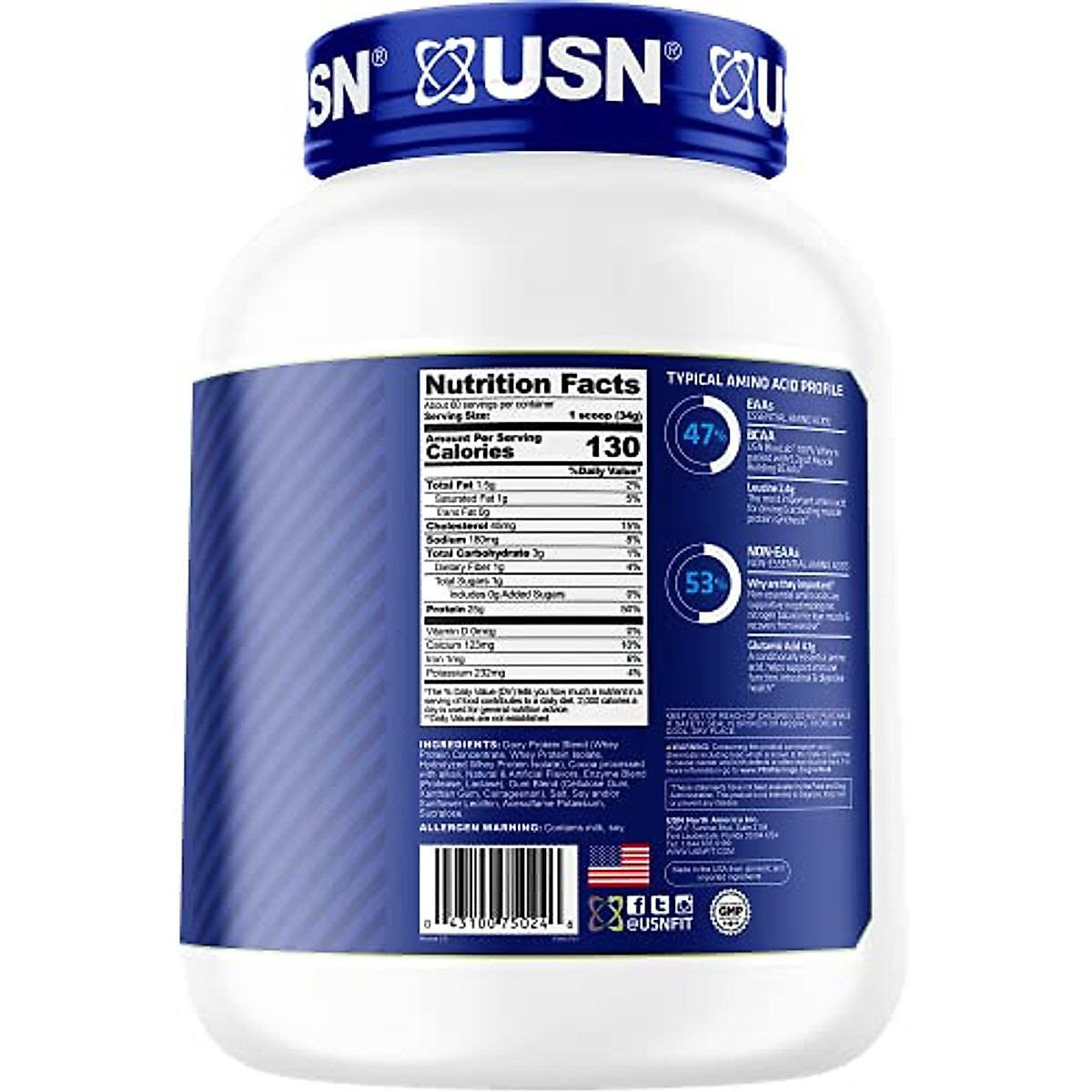 USN Supplements USN Supplements BlueLab 100 Percent Whey Protein Powder Molten Chocolate - Keto Friendly, Low Carb and Low Calorie, 4.5 Pound (Pack of 1), B01LCWIJJ8