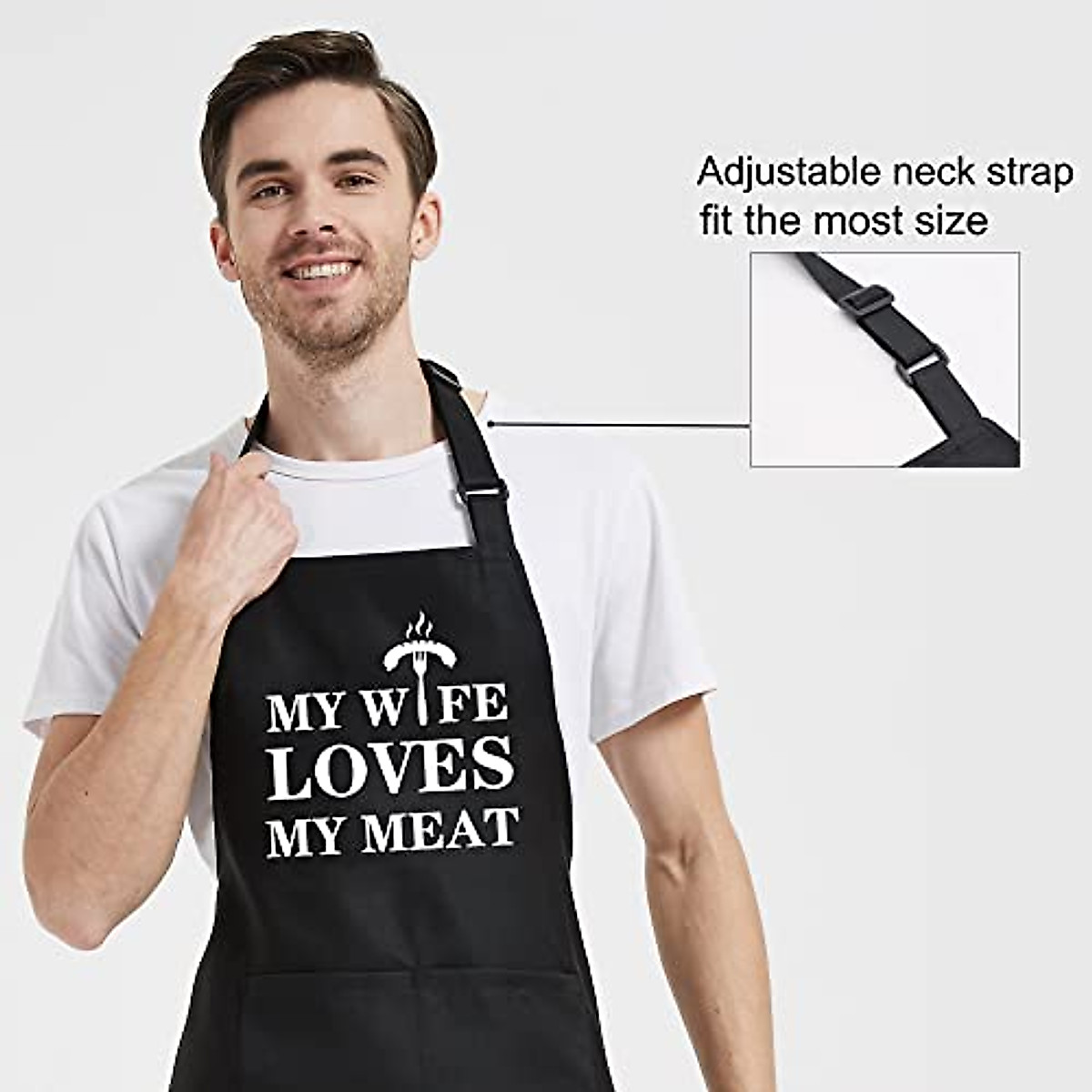 Gvlrbut Funny Grilling Aprons for Men, Gag Gifts for Men, Cooking BBQ Grill Chef Apron for Dad Naughty Gifts for Him Husband from Wife, Black, One Size