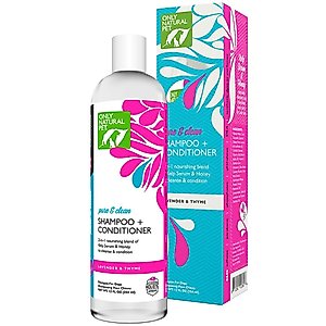 Only Natural Pet Pure & Clean 2-in-1 Shampoo + Conditioner for Dogs - Kelp Serum & Honey Shampoo with No Chemicals, No Sulfates, No Parabens Dyes or Perfumes - Lavender & Thyme Scent
