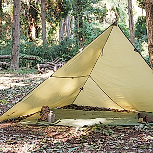 Self Reliance Outfitters Pathfinder Waterproof Nylon Tarp, OD Green, 7'8" x 7'8", Lightweight, Water-repellent, for Hiking, Tactical, Camping Use