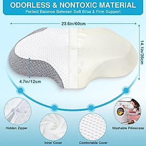 DAFIFO Neck Pillow Contour Memory Foam Pillows for Pain Relief Bed Pillow for Sleeping, Contour Support Pillows for Sleeping, Ergonomic Bed Pillow for Side, Back, Stomach Sleepers