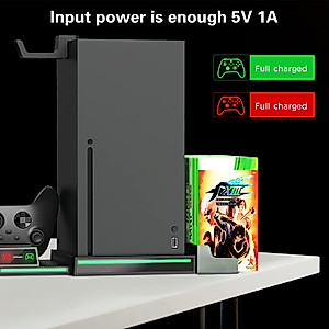 Stand for Xbox Series X, Dual Controller Charging Station with 2 Rechargeable Battery Pack, 10 Game Slots & Headphone Holder for Xbox Series X (Dark Black)