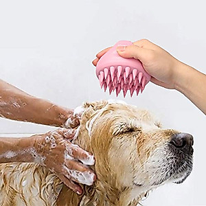 Scalp Massager Handheld Hair Massager Multifunctional Scalp Brush Hair Shampoo Brush Head Scrubber Body Massager Shoulder Foot Back Massager with 3 Different Brush Heads for Women Men Kids Pets