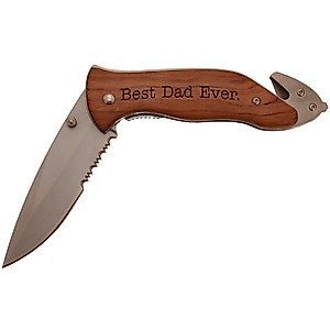 ThisWear Best Dad Ever Laser Engraved Stainless Steel Folding Survival Knife