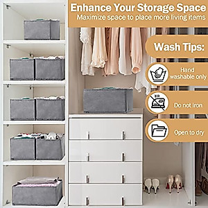 Thenshop 18 Set Closet Dresser Drawer Organizers, Foldable Cloth Storage Box Closet Dresser Drawer Divider Organizer Fabric Containers Basket Bins for Underwear Baby Clothes Socks (Dark Gray)