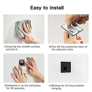 BAMI-LEE House Bathroom Hooks,4pcs Adhesive Hooks Heavy Duty,Adhesive Hooks 3M,Wall Hooks Waterproof Stainless Steel Hooks for Hanging Coat,Hat,Towel Robe Hook Rack Wall Mount- Bathroom and Bedroom