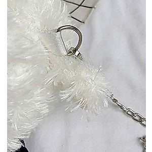 QZUnique Animal Shaped Handbag Women's Faux Fur Crossbody Bag Plush Wallet Purse Chain Shoulder Bag