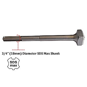 ACTINTOOL 11 3/4 In. SDS Max 25 Tips Concrete Repair Patch Prepare Bushing Tool For Concrete, 1 1/2 Inch Square Head Concrete Roughness Coating Remove Bushing Bit For Demoliton Hammer(Pack of 1)