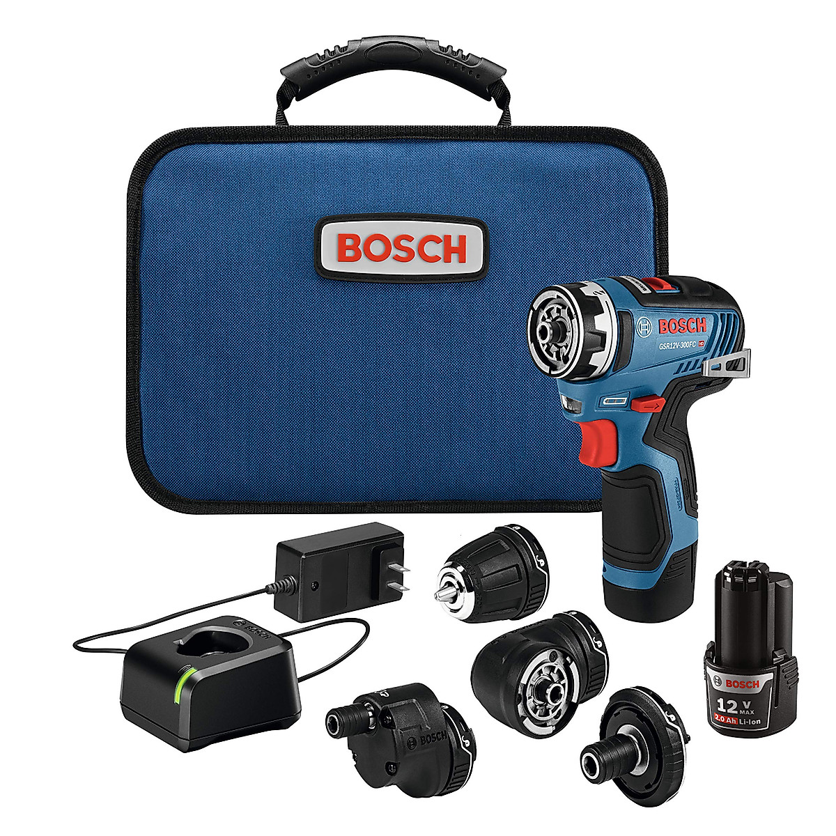 Bosch GSR12V-300FCB22-RT Flexiclick 12V Max EC Brushless Lithium-Ion 5-In-1 Cordless Drill Driver System Kit with 2 Batteries (2 Ah) (Renewed)