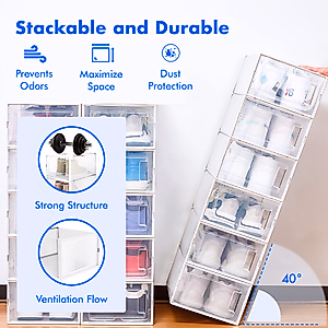 32 Pack Shoe Boxes Clear Plastic Stackable, Shoe Organizer For Closet, Hat Organizer Closet Shoe Organizer Shoe Box, Shoe Storage Boxes Plastic Shoe Boxes With lids, Clear Shoe Boxes Stackable