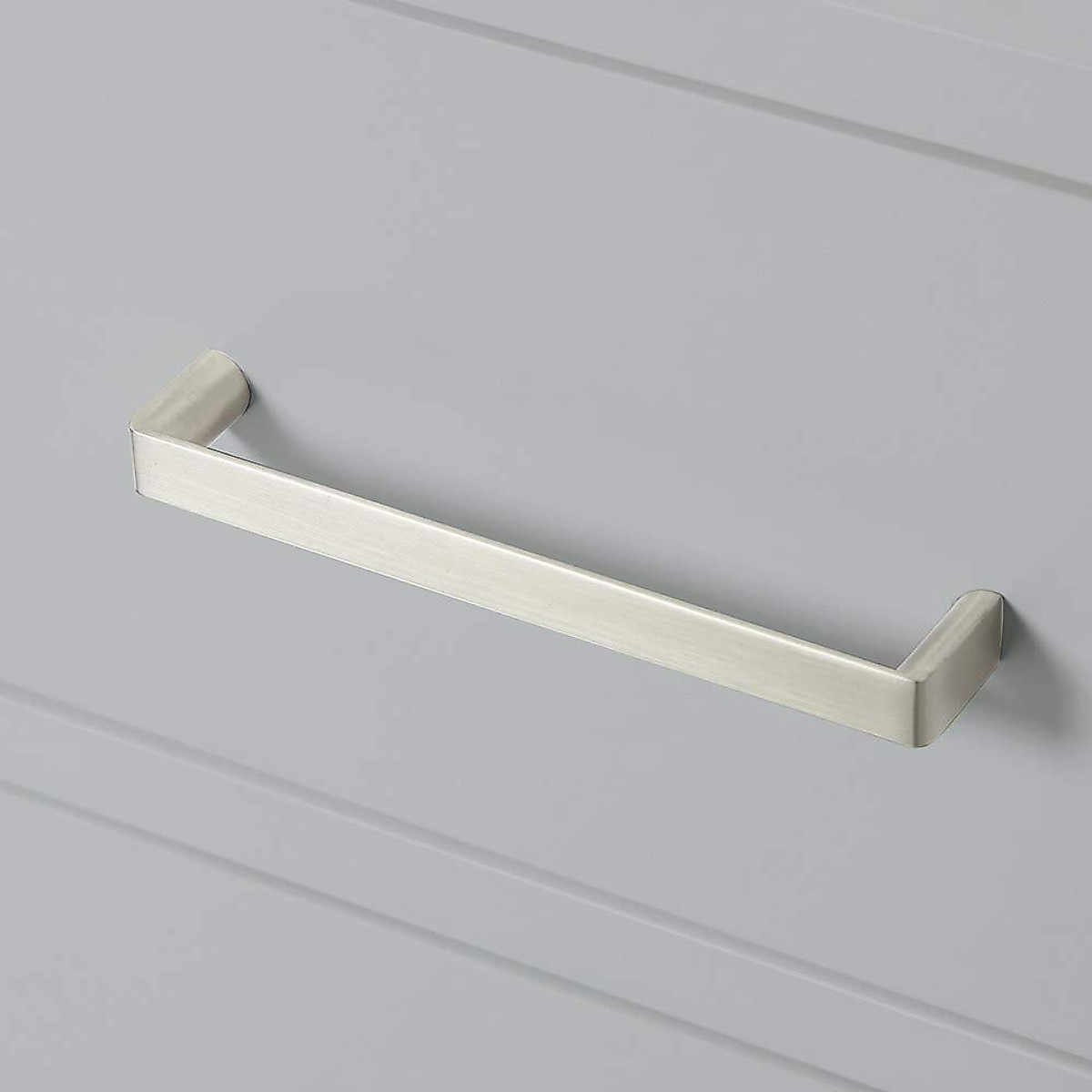 ARIEL 42" Grey Bathroom Vanity Base Cabinet, Right Offset Sink Configuration, 2 Soft Closing Doors, 9 Full Extension Dovetail Drawers, Brushed Nickel