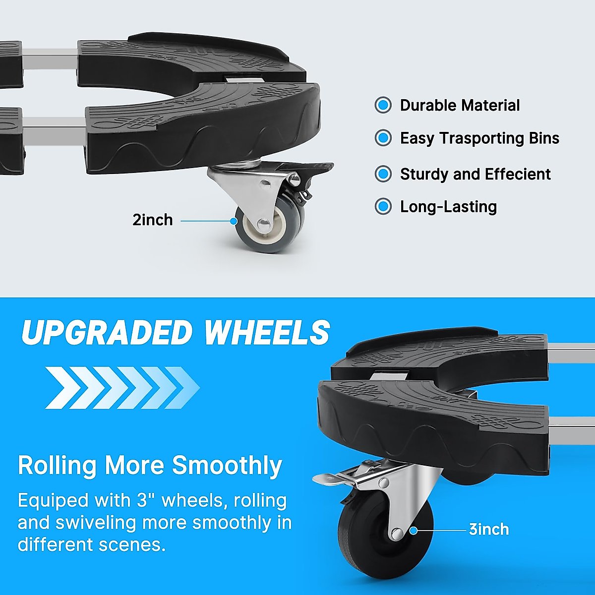 W B D WEIBIDA Upgraded Trash Can Dolly Adjustable 15-19 Inch Round Dolly with 3” Wheels Heavy Duty Trash Can Roller Base Large Barrel Dolly Multi Functional Drum Dolly Bucket Dolly