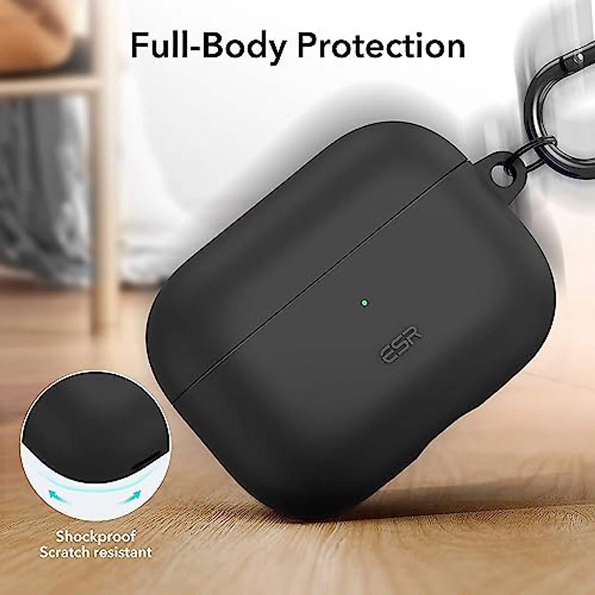 ESR for AirPods Pro Case (2023/2022/2019, 2nd/1st Gen), Compatible with Airpods Pro 2nd Generation Case (USB-C/Lightning Cable), Compatible with MagSafe, Full Drop Protection, Cloud Series, Black