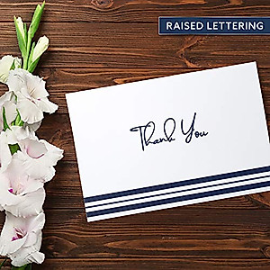 Banana Basics Thank You Cards Bulk Set w/Envelopes (72-Pack) Blank Note Cards 4 x 6 | Navy Blue With Silver Foil Stamping, | Perfect For Wedding, Bridal Shower, Baby Shower, Business, Graduation,