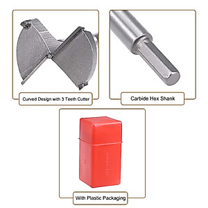 uxcell Forstner Drill Bits 48mm, Tungsten Carbide Wood Hole Saw Auger Opener Woodworking Hinge Hole Drilling Boring Bit Cutter Gray