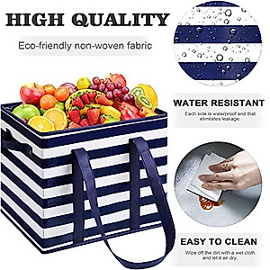 WISELIFE 3 Pack Reusable Grocery Bags Large Shopping Bags, Water Resistant Grocery Tote Bag Collapsible Heavy Duty Tote Bags for Shopping Picnic
