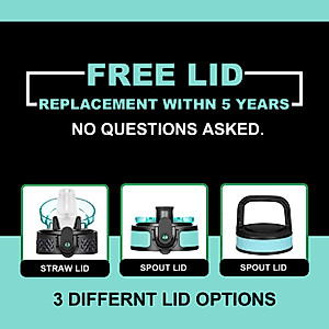 Oldley Insulated Water Bottle 20oz for Adults Kids Stainless Steel Water Bottles with Straw/Chug/Carabiner 3 Lids Fruit Strainer Double Wall Vacuum Wide Mouth BPA Free Leak-Proof for School Travel