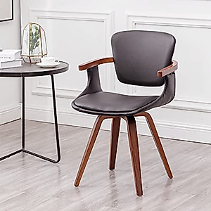 LUNLING Mid Century Modern Dining Chairs, Upholstered Black Leather Kitchen & Dining Room Chairs