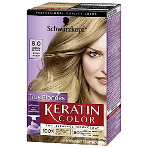 Schwarzkopf Keratin Color Permanent Hair Color Cream, 8.0 Medium Blonde