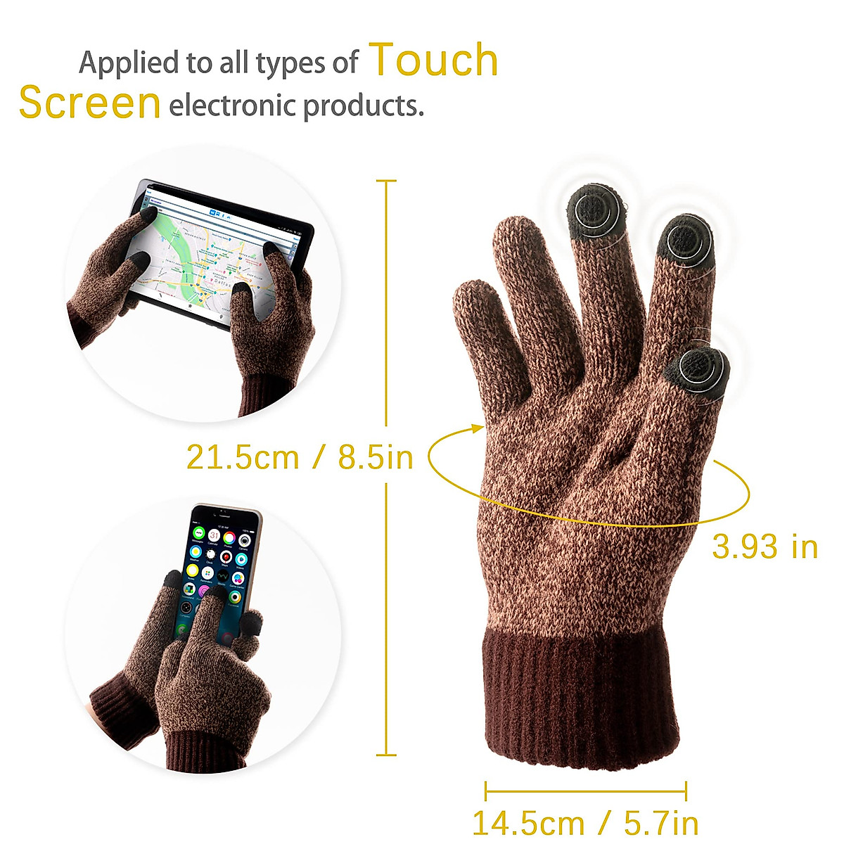 Tofern Winter Beanie Hats Scarf Gloves Set Snow Knit Skull Cap Touch Screen Mittens Long Scarf for Men Women Winter Warm