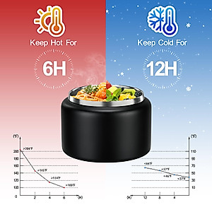 MAISON HUIS 8oz Soup Thermo Wide Mouth Vacuum Insulated Stainless Steel Food Jar, Leak Proof for Hot & Cold Food, Kids Lunch Container for School & Travel (Black)