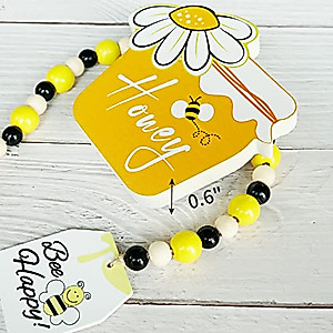 Bumble Bee Tray Decor Set, Gnome Tiered, Farmhouse Decor, Gnome Plush, 3 Signs, Bee Hive, Wood Garland, Rustic Kitchen Decor,Spring Summer Tray Décor, 6PCS