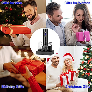 Electric Wine Opener Set with Base, Wine Accessories Set Including Rechargeable Corkscrew Wine Opener, Wine Aerator, Wine Stoppers and Foil Cutter, Perfect Wine Gifts for Wine Lovers