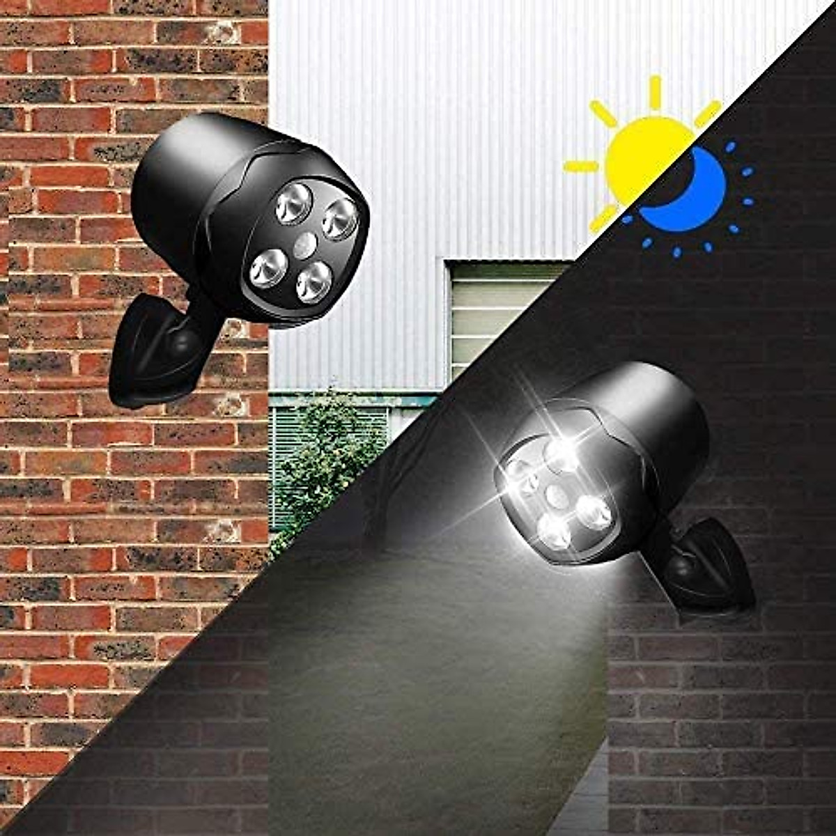 Yoyutrre Motion Sensor Outdoor Lights,Outdoor Battery Operated Lights,12W 600 Lumen Motion Detector Lights for Outside,6000K LED Security Lights Motion Outdoor Spotlight for House Wall,Yard and Stairs