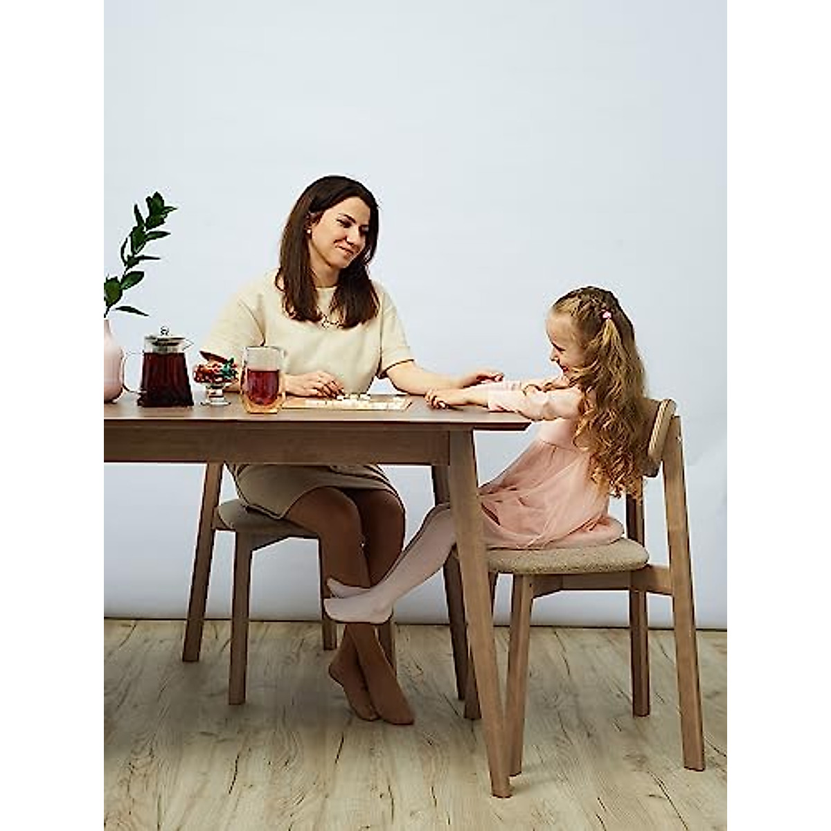 DAIVA CASA Pegasus Rectangular Dining Table - Birch Solid Wood Kitchen & Dining Room Furniture - Mid Century Modern Scandinavian Style – Brown Kitchen Table for Small Space – 40х24 inch