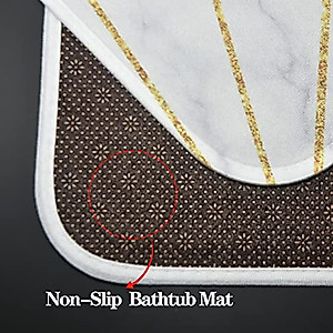 HOMAEUPIN 4 Pcs Gold Colorful Geometry Marble Shower Curtain Sets Watercolor Light Luxury Non-Slip Rugs Toilet Lid Cover U-Shaped Mat Modern Bathroom Accessory Sets 24 Hooks Red