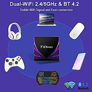 Android TV Box 11, 2022 Android TV Box with Amlogic S905W2 Quad-Core 64bits A53 100M LAN Dual-WiFi 2.4G/5G, Android Box 4GB RAM 32GB ROM with Wireless Keyboard 4K/AV1/3D/USB 3.0/BT 4.2