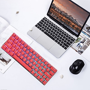 IEMUDJ CQ63 Mechanical Keyboard, Wired Bluetooth Gaming Keyboard, Outem Blue Switch, RGB Backlit, Bluetooth 5.0, Compact 63 Keys, for Desktop, Laptop, Mac, Tablet, Smartphone, Gaming and Office