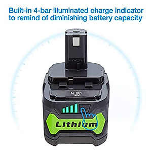 Powerextra 6.0Ah 18V Battery Compatible with Ryobi 18 Volt ONE+ P102 P103 P104 P105 P107 P109 P122 Cordless Power Tools 2 Pack