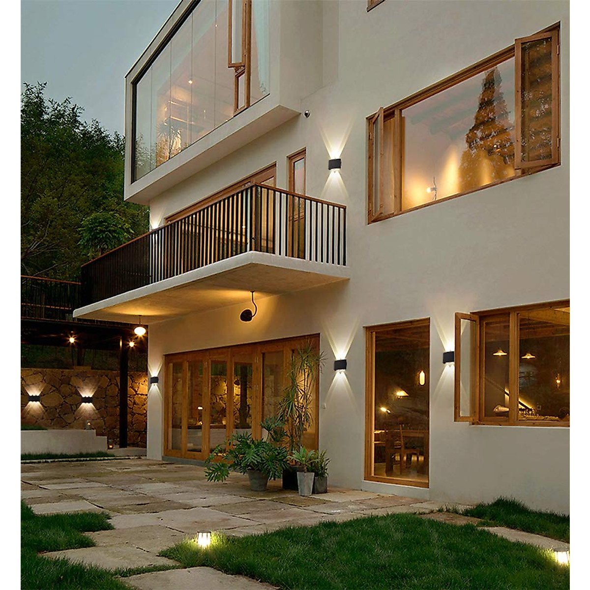 Yosoan Modern LED IP65 Waterproof Exterior Wall Lamp with Backing Plate, 8W 86V-265V White 4000K Aluminum Indoor Outdoor Surface Mount Rainsafe Matte Black Up Down Porch Staircase Hallway Garage