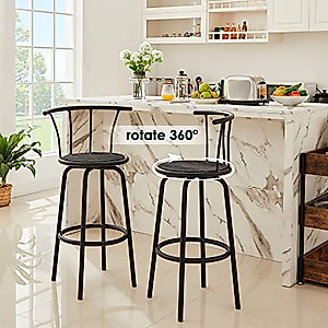 VECELO Bar Stools Set of 2 with Back Metal Barstools Tall Chair for Indoor Outdoor Pub Kitchen, Height 27.3 Inch, Industrial Steel Frame, Easy Assembly, Grey