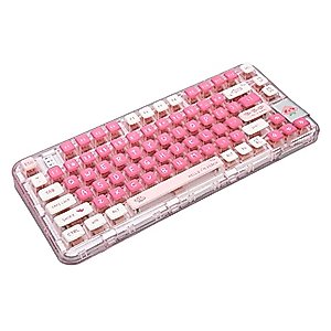 Dilwe Pink Wireless Mechanical Gaming Keyboard, 80 Keys 3 Modes RGB Backlight Hot Swappable Keyboard, Wireless, BT, USB C Ergonomic Keyboard, 3750mAh Battery for Gifts