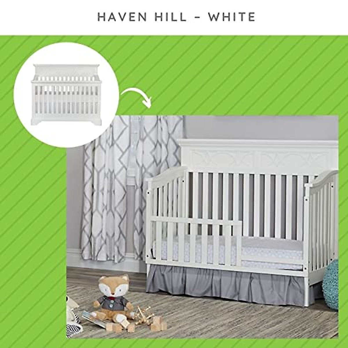 CC KITS Toddler Bed Safety Guard Rail for Baby Cache Cribs (White)