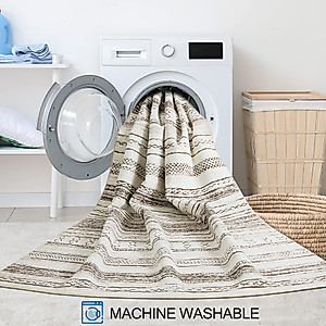 Tortania Beige Living Room Rug 9x12 with 10 PCS Rug Tape Set