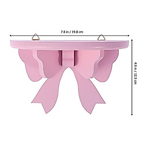 Operitacx Princess Bow Shelf Wood Floating Shelves Bowknot Shaped Wall Shelves Flower Pot Wall Rack Planter Display Holder for Bedroom Nursery Living Room Wall Decor Semi Circle Wall Shelf