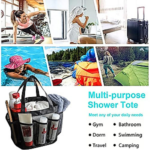 LCHULLE Mesh Shower Caddy Portable Quick Dry Shower Tote Hanging Bath & Toiletry Organizer with 8 Storage Pockets Cosmetic Shower Basket Bag for College Dorm Room Essentials Gym Bathroom Camp Travel
