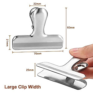 6 Packs 3Inch / 76mm Wide Stainless Steel Clip, Heavy Duty Chip Bag Clips, for Food Bags Sealing Coffee Bags Sealing in Kitchens Offices,6 Pcs Silver