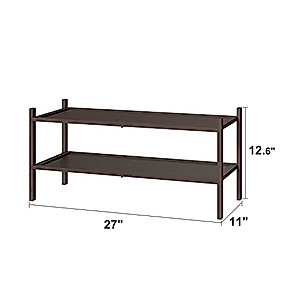 kiplant Bamboo Shoe Rack for Entryway, 2-Tier Stackable | Foldable | Natural, Shoe Organizer for Hallway Closet, Free Standing Shoe Racks for Indoor Outdoor