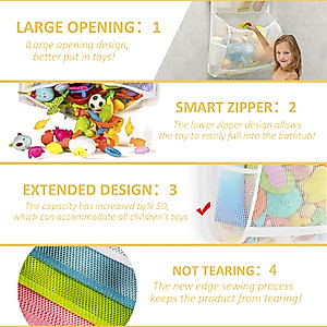 Ligereza Baby Mesh Bath Toy Organizer，Multiple Ways to Hang, Ultra Large Capacity & Large Opening, Bathroom Toy Holder, Bath Toy Storage Bag With 5 Side Pockets (Large White)