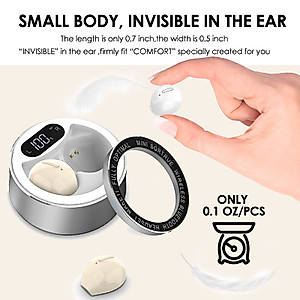 Xmenha Smallest Invisible Earbuds Wireless Bluetooth Secret Hidden Headphones for Work Small Tiny Ear Buds for Sleeping Music Comfort Mini Sleep Earbuds for Side Sleepers Black