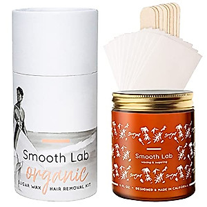Smooth Lab, Sugar Wax Hair Removal Kit - Sugar Waxing Kit for Sensitive Skin - 100% Organic All Natural Ingredients - Perfect for Bikini, Arm, Leg, Chest, Facial and Body Hair Removal - Outstander