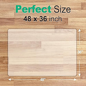 Clear Chair Mat for Hardwood Floor: 48" x 36" Plastic Office Chair Mats for Hard Wood and Tile Floor, Easy Glide No-Slip Floor Mat for Rolling Chair, Heavy Duty Pvc Floor Protector under Computer Desk